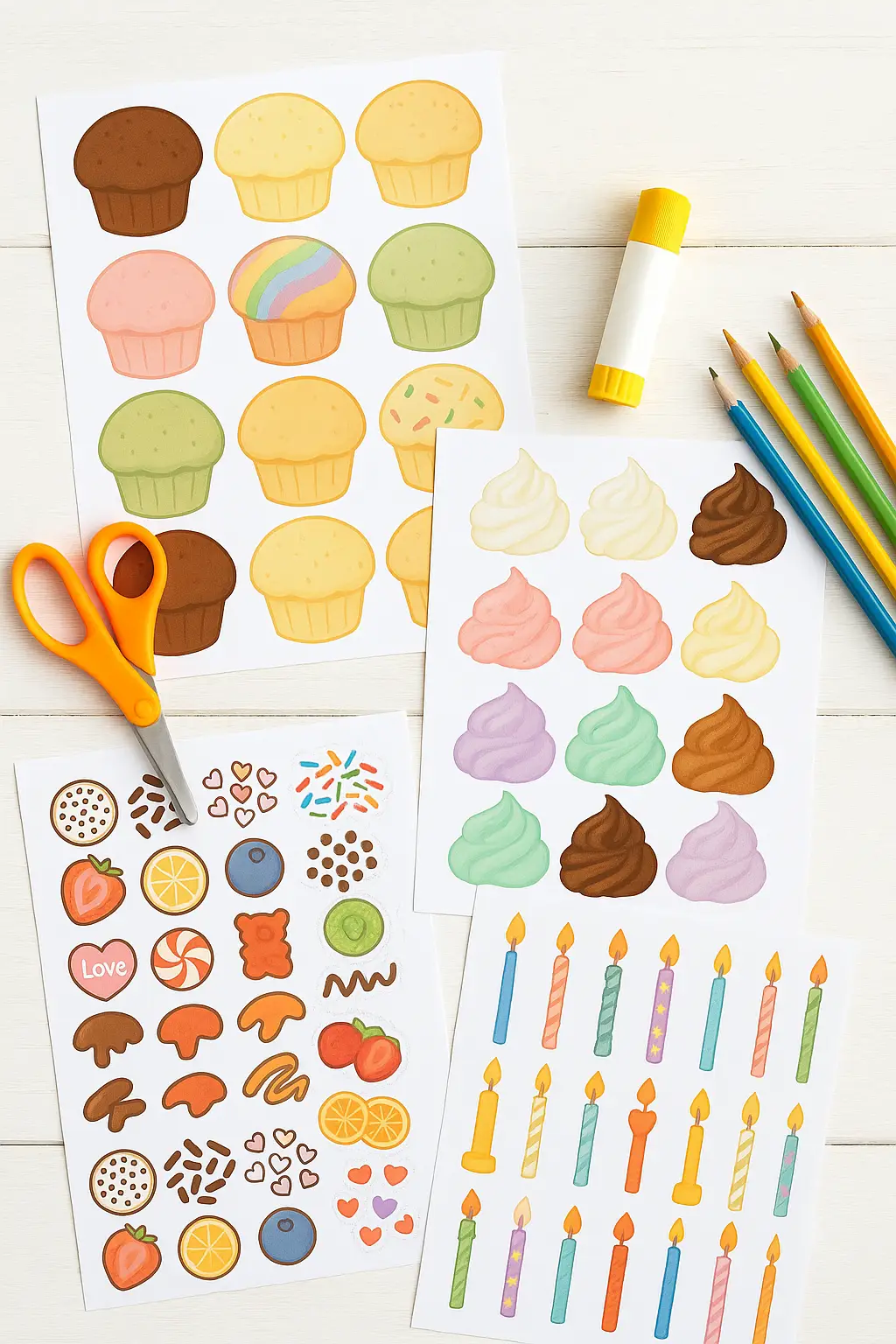 🧁 Let’s Make Cupcakes – Printable Cut & Paste Activity for Kids